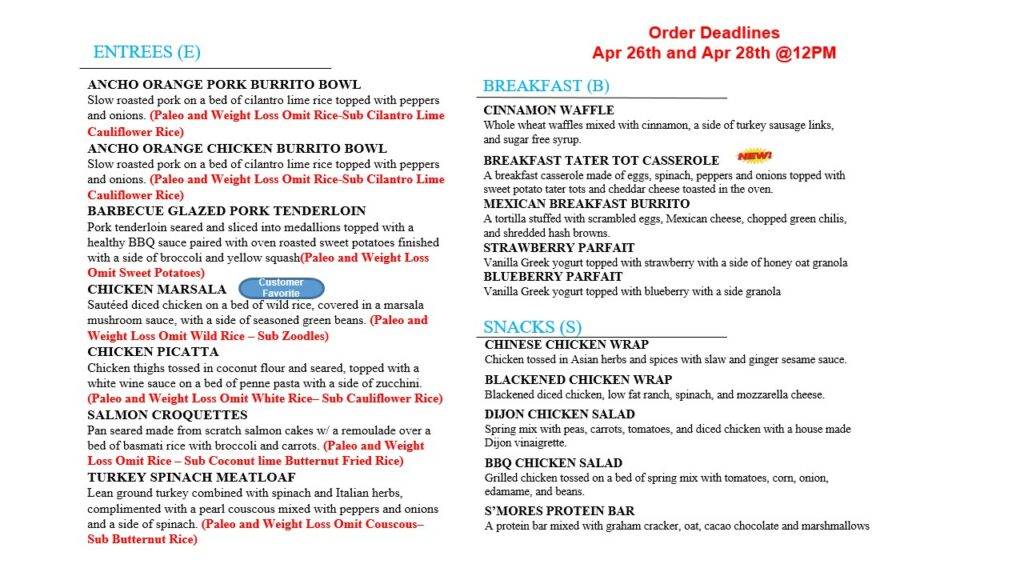 Healthy Meals for Pickup or Delivery