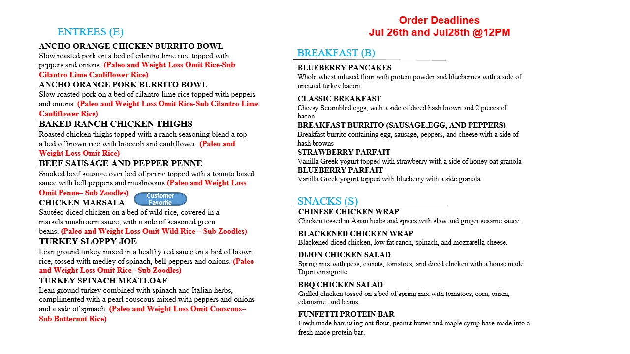 Healthy Meals for Pickup or Delivery